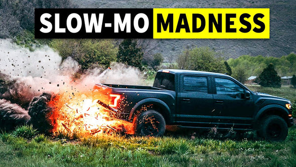 Raptor Slides Thru Campfire, Fire-Axe Throwing, etc. - Slow Motion Ran ...